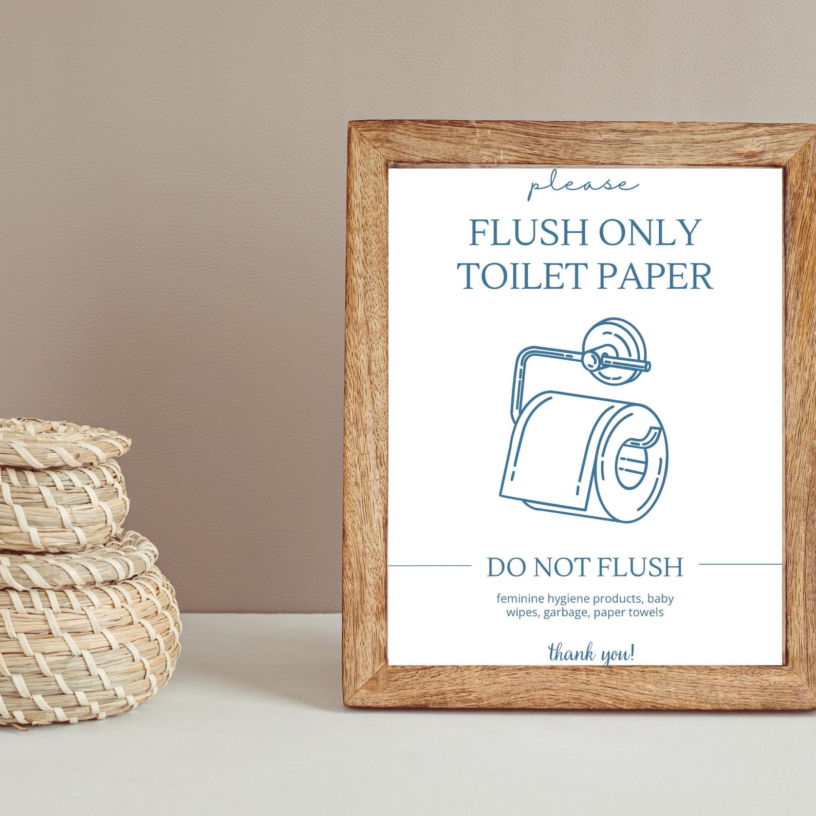 Blue Bathroom Sign Printable, Bathroom Sign, Airbnb Bathroom Sign, Blue ...