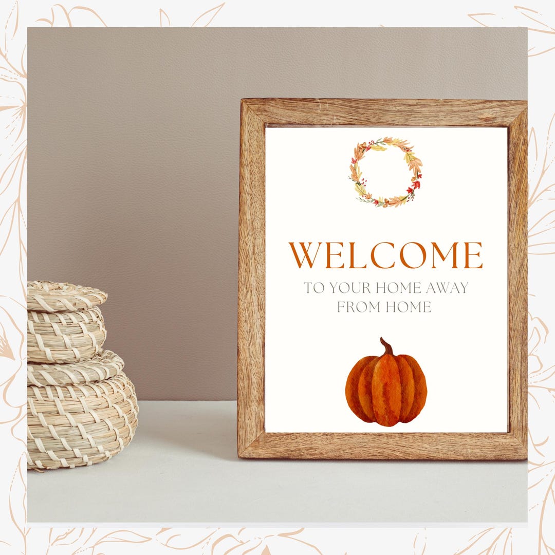 Fall Welcome Sign Printable, Welcome Sign, Airbnb Welcome Sign, Autumn ...
