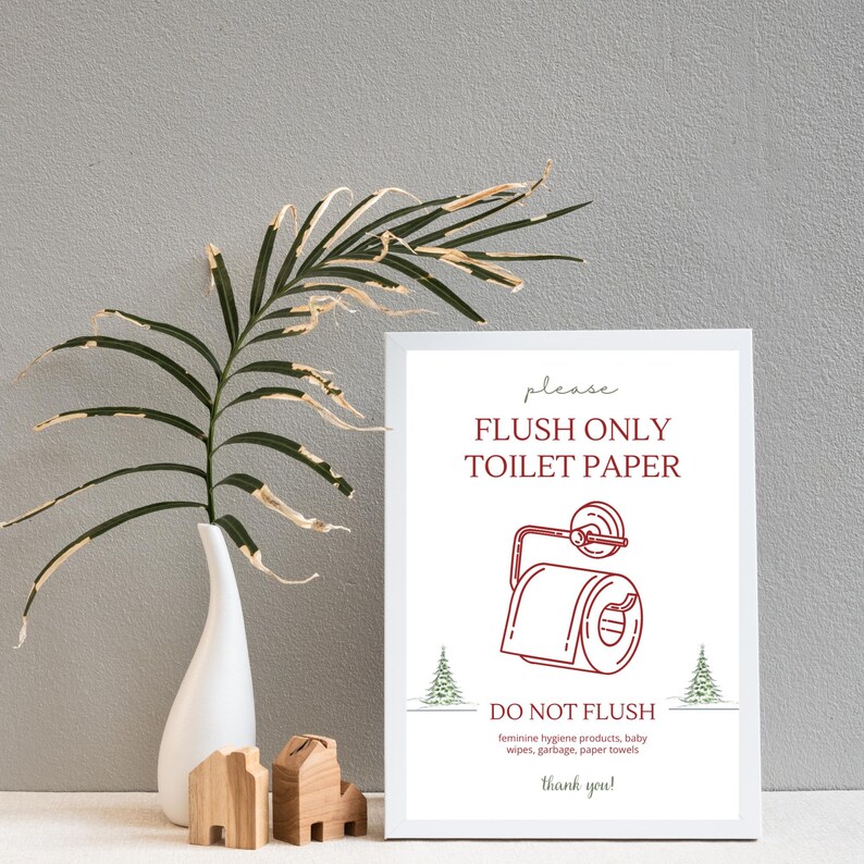 Christmas Bathroom Sign Printable, Bathroom Sign, Airbnb Bathroom Sign ...