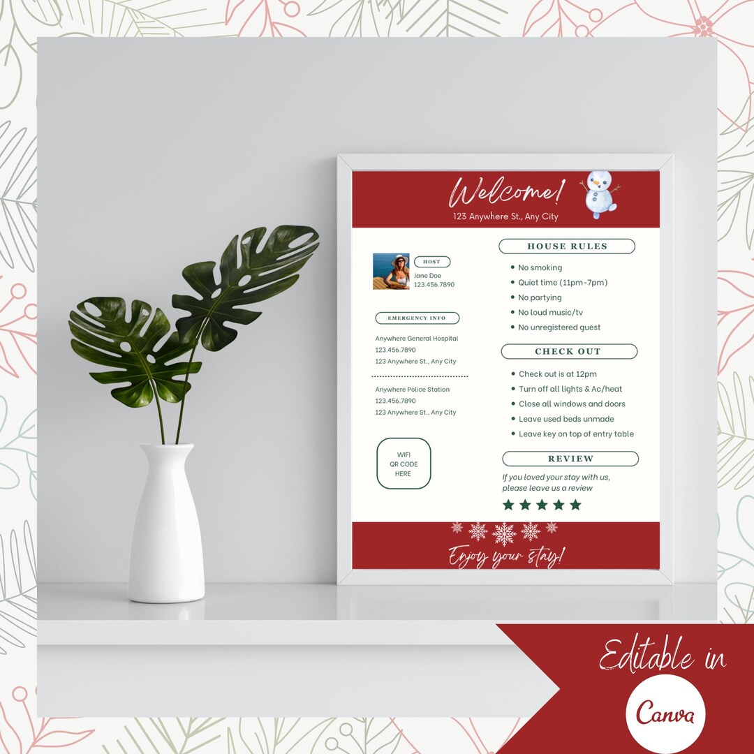 Winter Airbnb House Rules Sign, Christmas House Rules Sign Printable ...