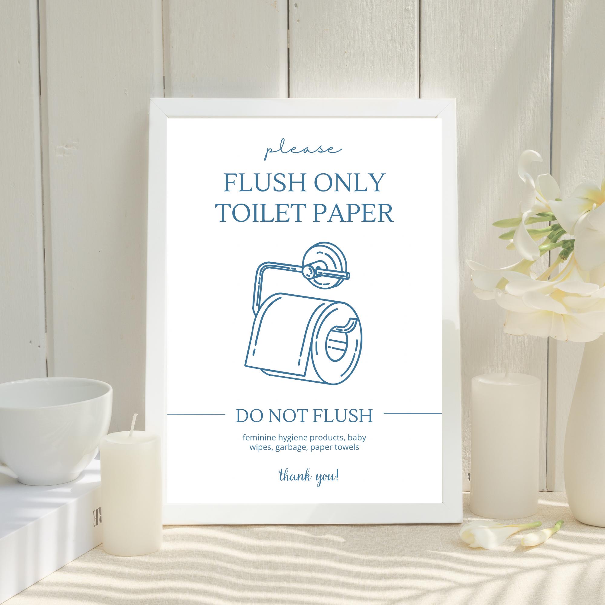 Blue Bathroom Sign Printable, Bathroom Sign, Airbnb Bathroom Sign, Blue ...