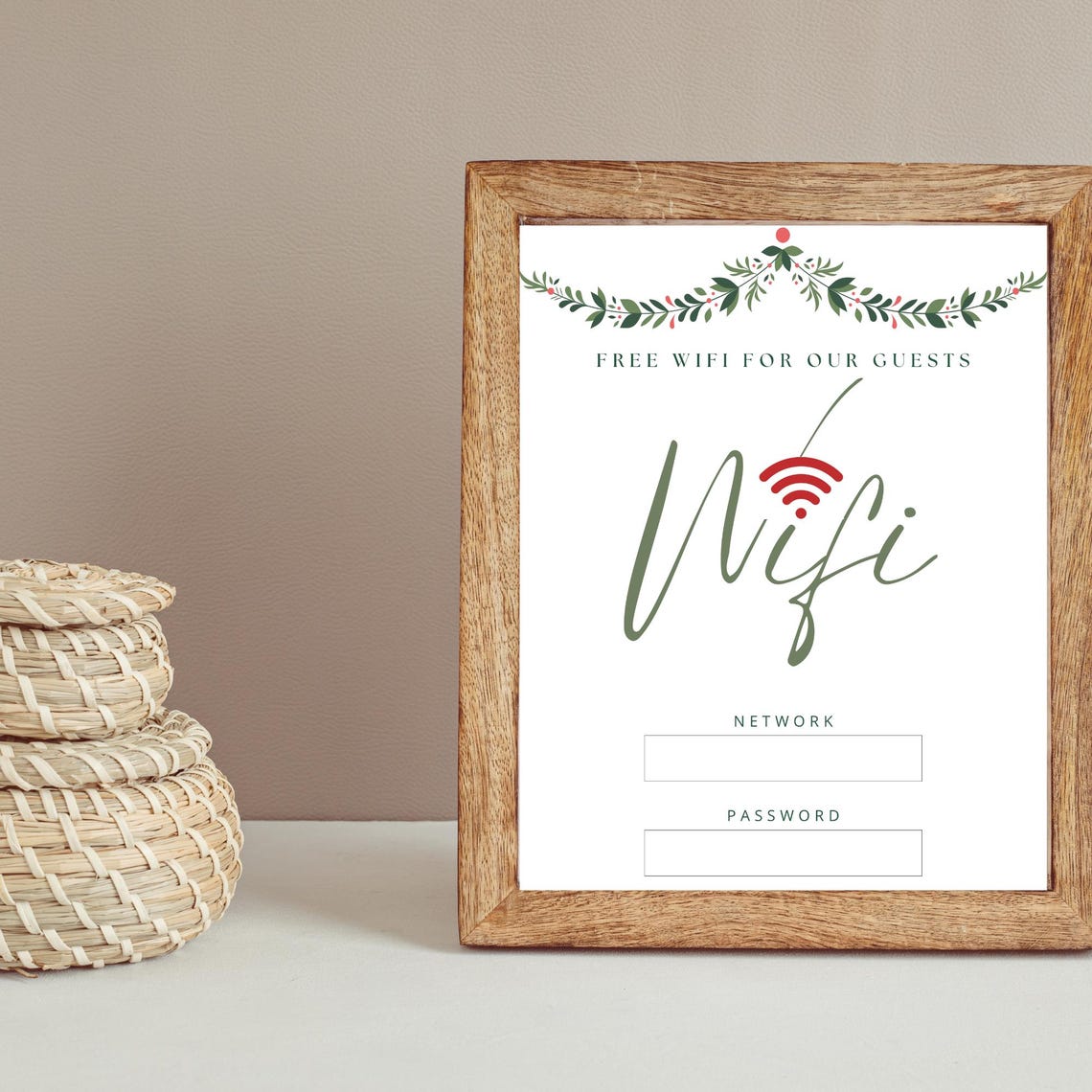 Christmas Wifi Password Sign Printable, Winter Wifi Password, Wifi Sign ...