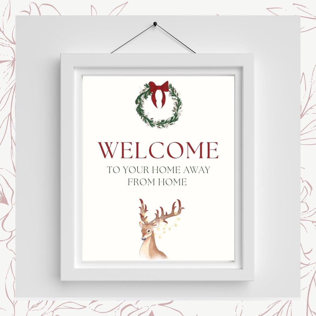 Christmas Welcome Sign Printable, Welcome Home Christmas Sign, Airbnb ...