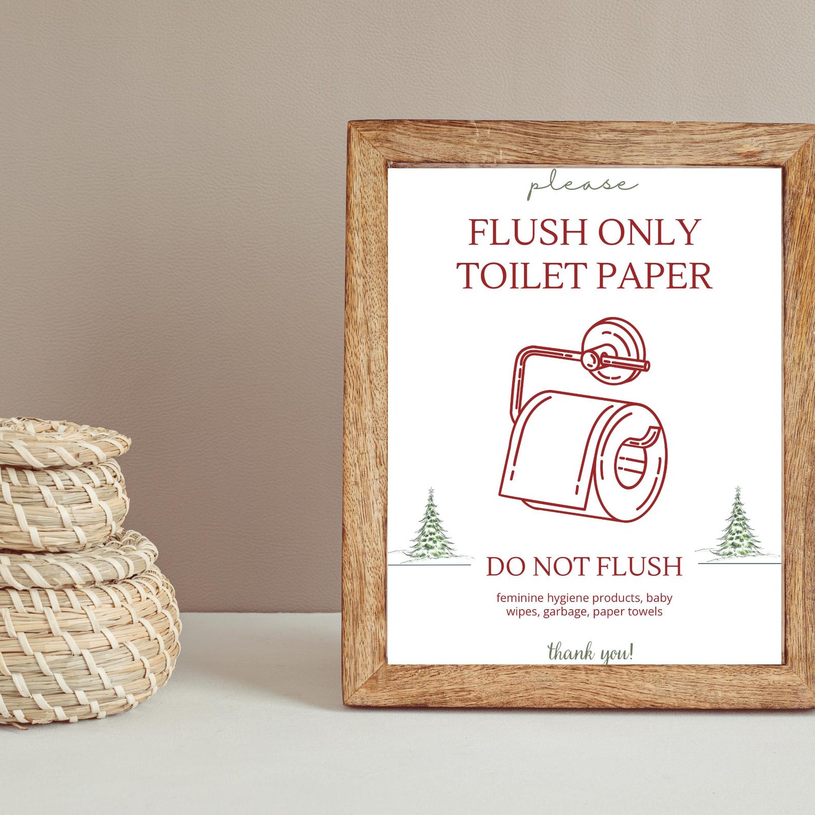 Christmas Bathroom Sign Printable, Bathroom Sign, Airbnb Bathroom Sign ...