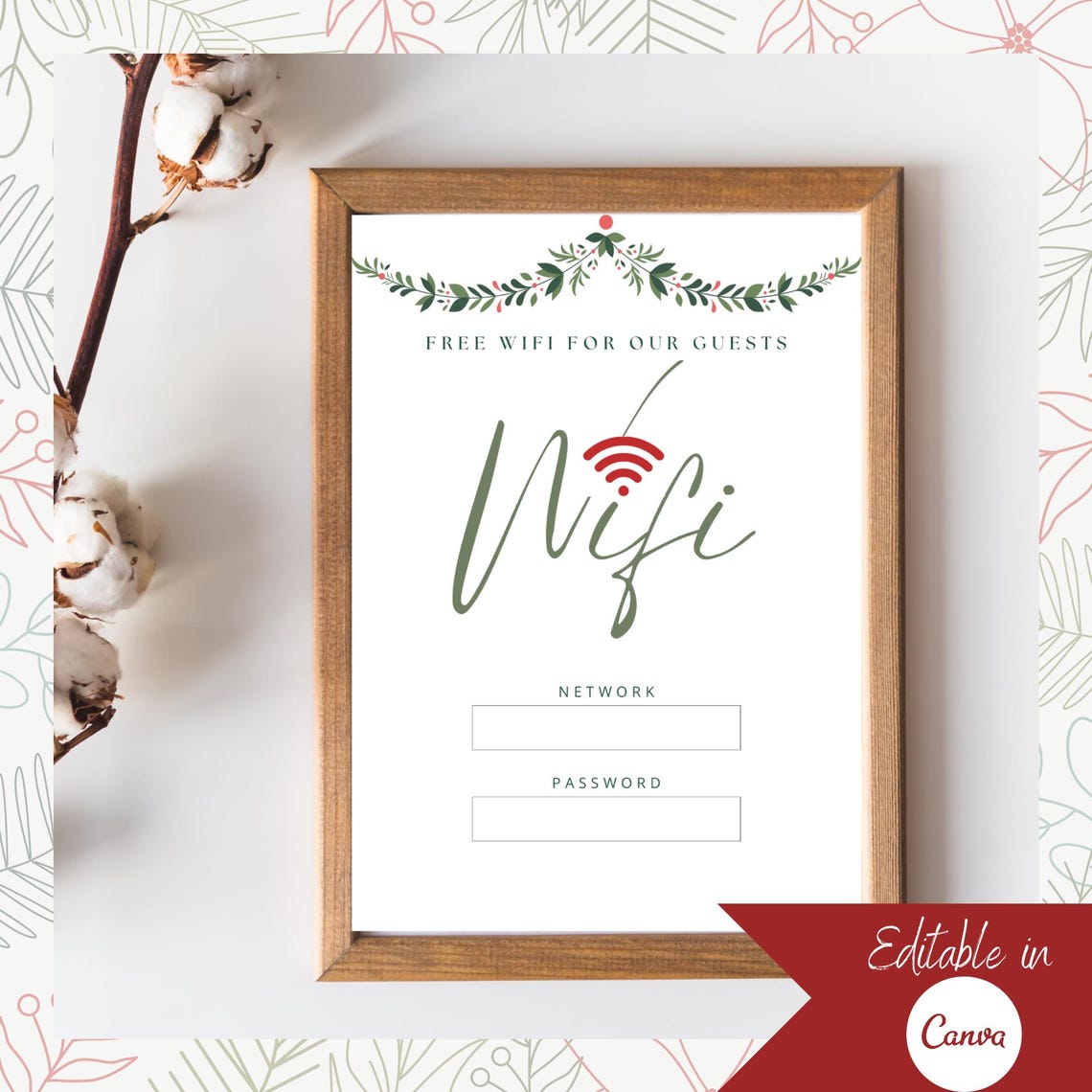 Christmas Wifi Password Sign Printable, Winter Wifi Password, Wifi Sign ...