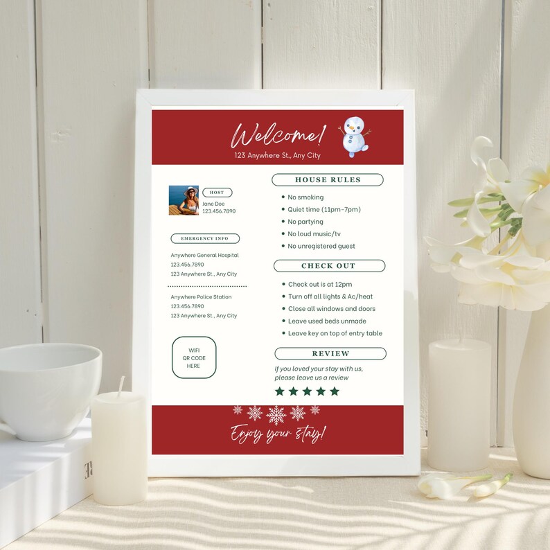 Winter Airbnb House Rules Sign, Christmas House Rules Sign Printable ...