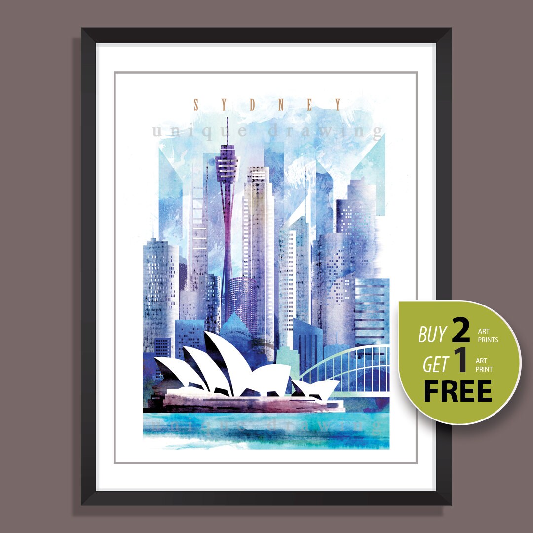 Sydney Sydney City Icons Sydney Landmarks Sydney Skyline. - Etsy Canada
