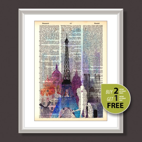 Vintage dictionary print Vintage art print Paris print | Etsy