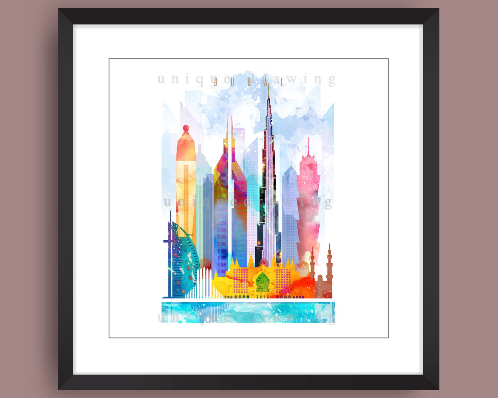 Dubai Print Dubai Poster Dubai Landmarks Dubai Skyline. - Etsy
