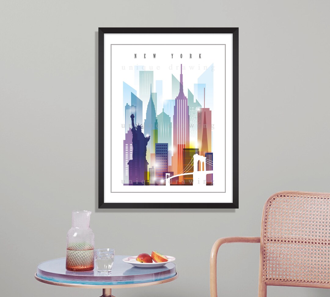 New York INSTANT DOWNLOAD Printable Painting New York Skyline - Etsy