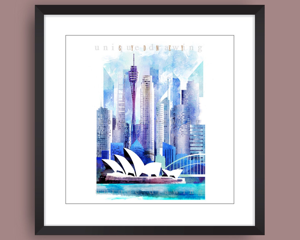 Sydney Sydney City Icons Sydney Landmarks Sydney Skyline. - Etsy Canada