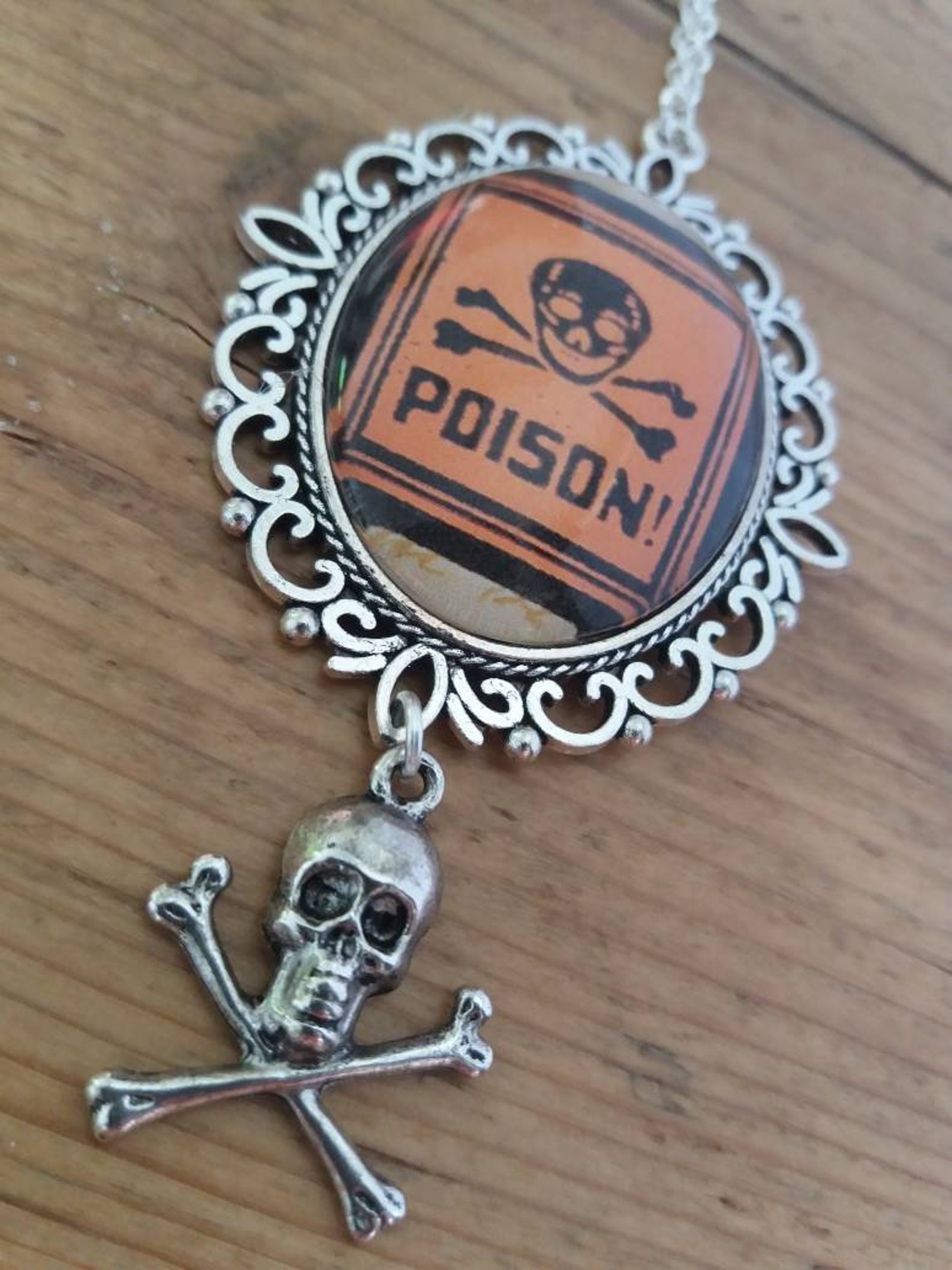 Creepy Poison Label Necklace / Goth Jewellery / Gothic Gift | Etsy