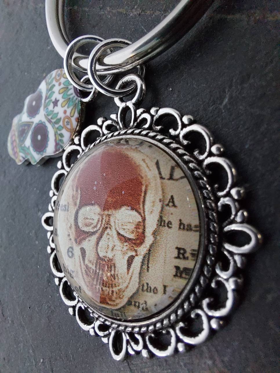 Sugar Skull keyring Horror Jewellery / Creepy keychain / Goth | Etsy