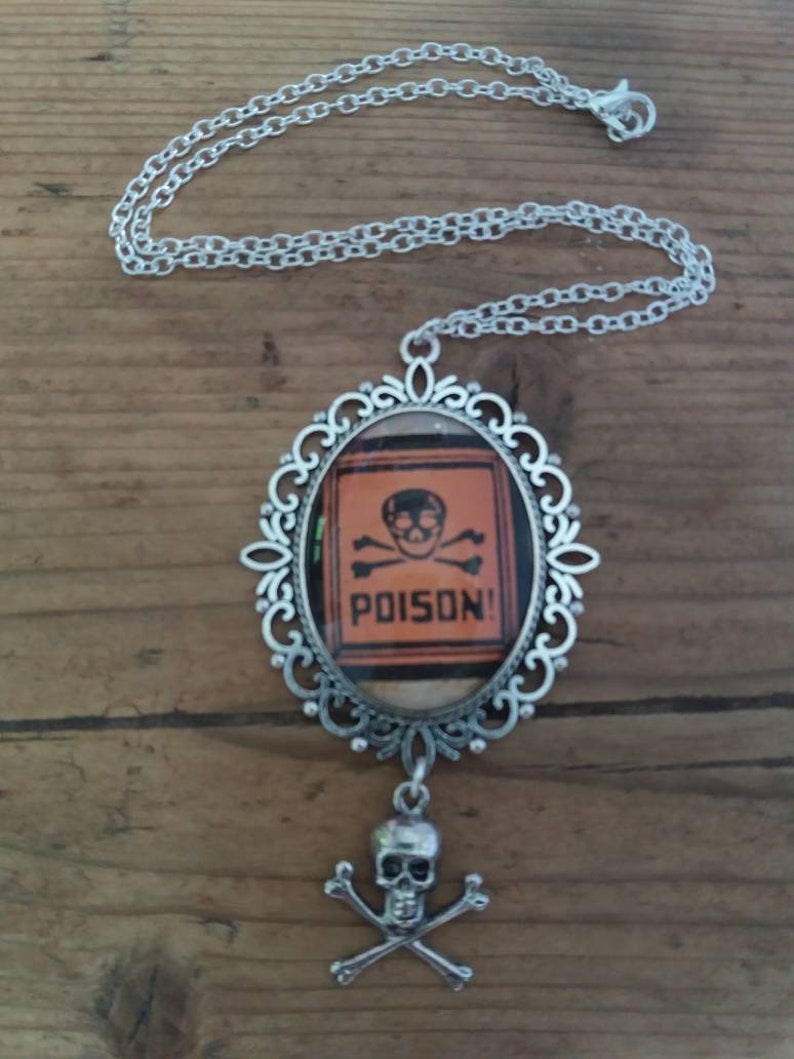 Creepy Poison Label Necklace / Goth Jewellery / Gothic Gift | Etsy