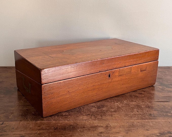 Campaign Writing Slope With Inset Brass Handles, Inlaid Camphorwood ...