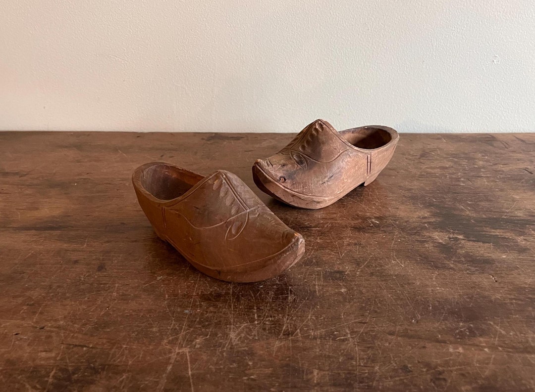 Pair Vintage Miniature Carved Wood Clogs, Continental, 20th Century - Etsy