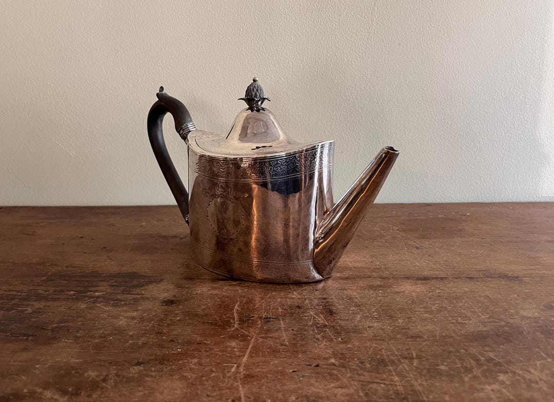 George III Neoclassical Silver Teapot With Bright Cut Decoration and ...