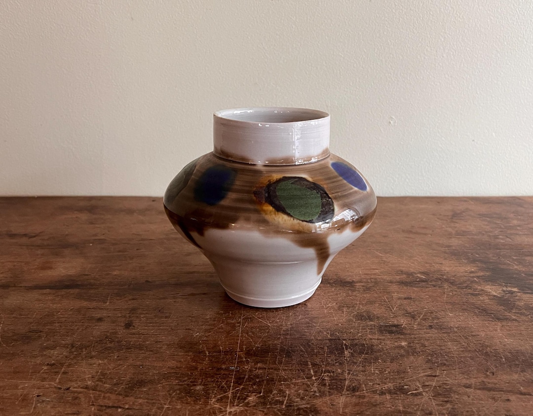 Gerry Williams Studio Pottery Vase, Gray With Abstract Circle ...