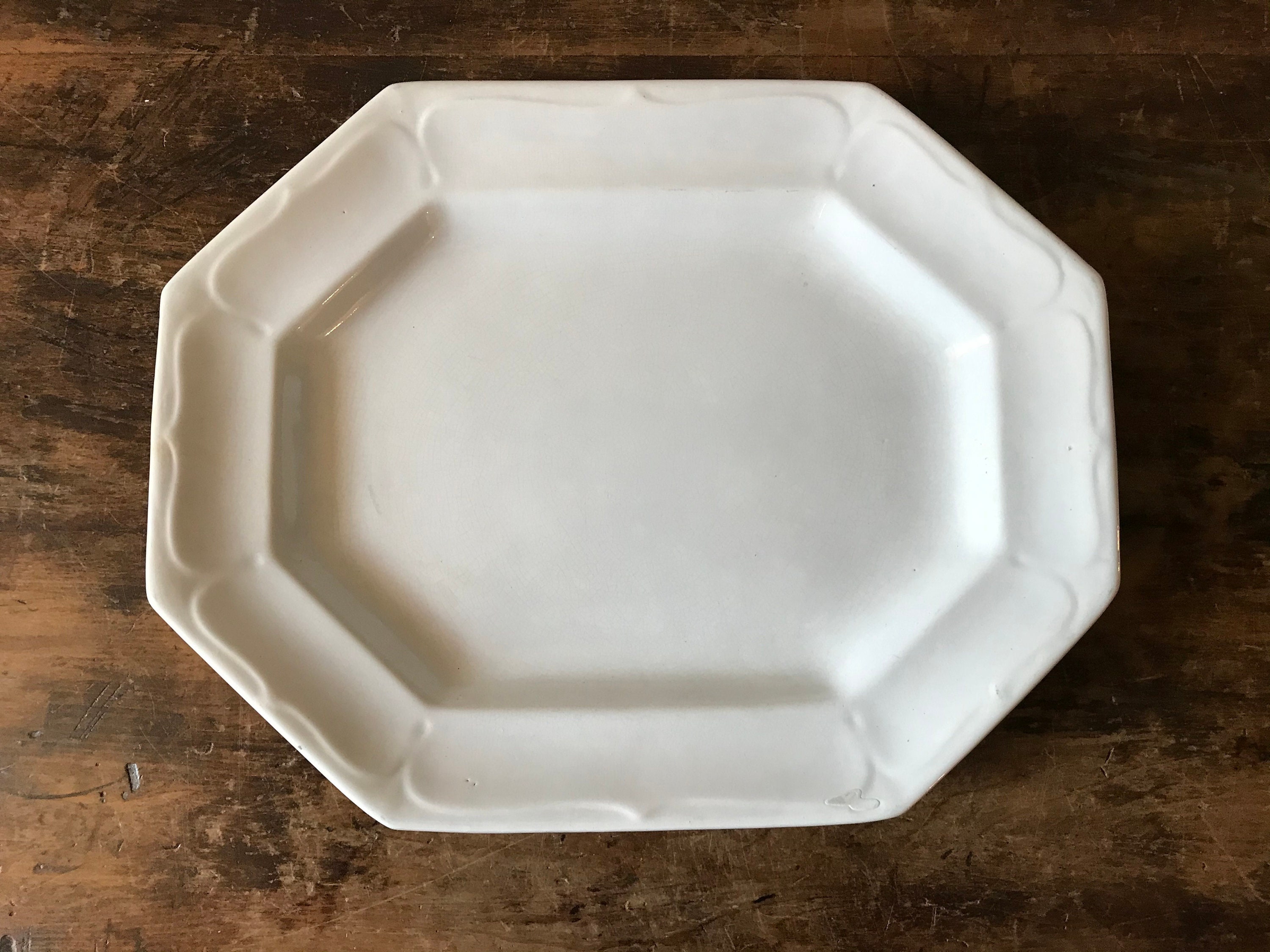 Large Octagonal White Ironstone Platter Attributed to T. & R. - Etsy