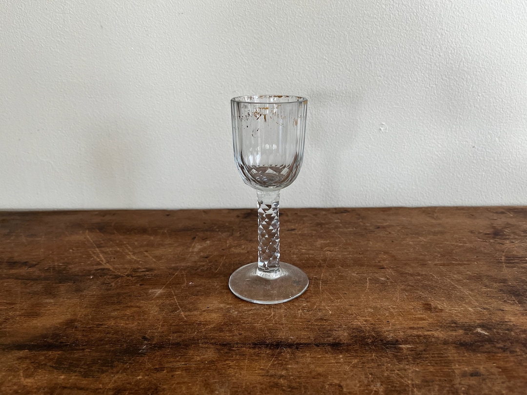 Blown Wine With Facet Cut Stem, Colorless Non Lead Glass, Continental ...