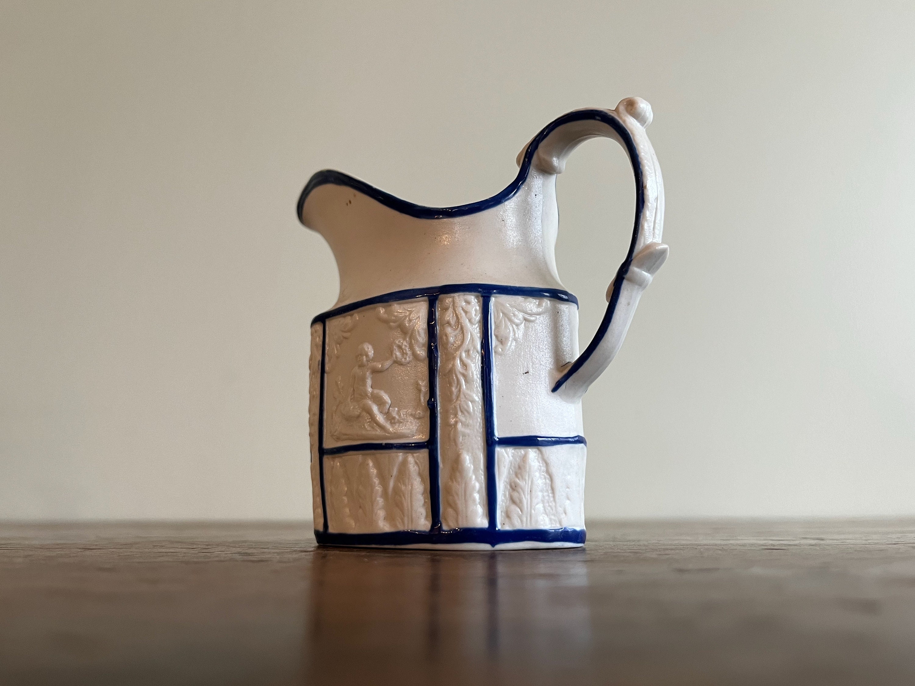Castleford Type Oval Felspathic Stoneware Creamer, Blue Emamel ...