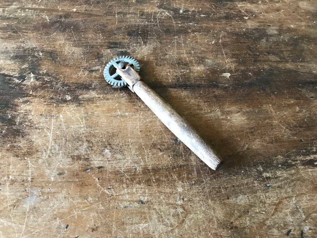 Pie Crimper or Jagging Wheel, Maple With Pewter Fittings, Old ...