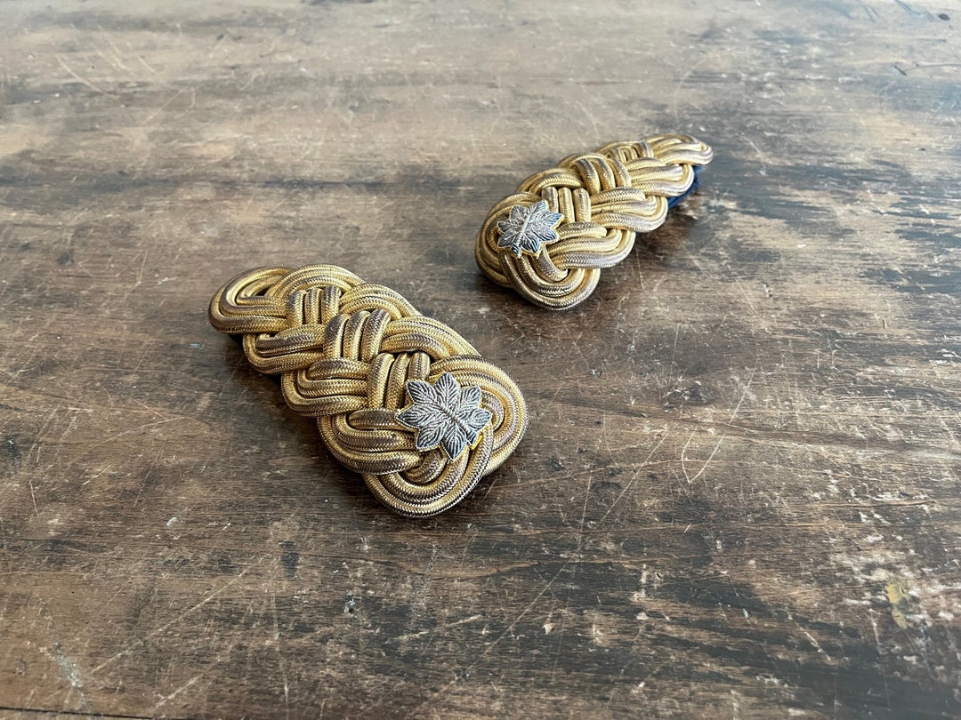Pair Gold Braid Shoulder Knots or Epaulets With Leaf Insignia, 20th ...