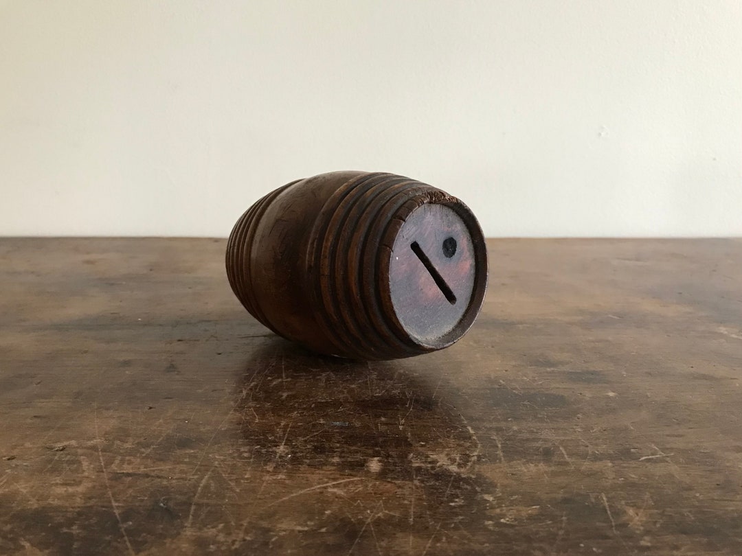 Treen Barrel Form Bank or Money Box, Original Varnished Surface ...