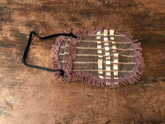 Victorian Reticule Trimmed With Fringe And Ribbon, Mi… - Gem