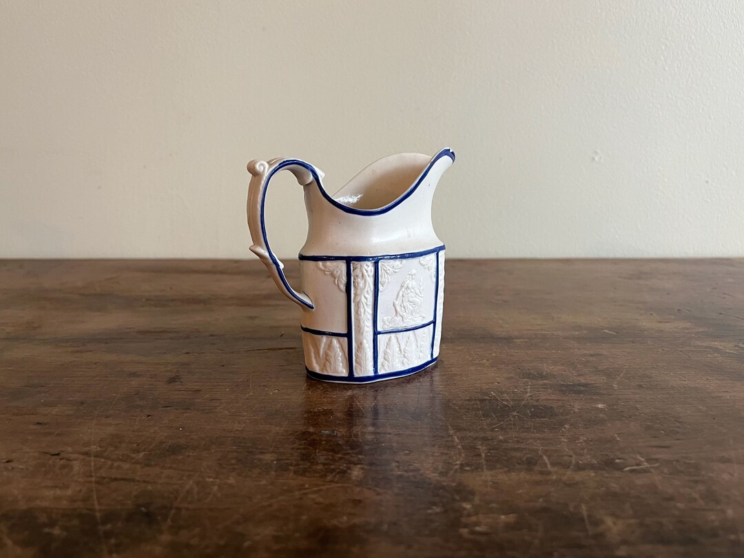 Castleford Type Oval Felspathic Stoneware Creamer, Blue Emamel ...