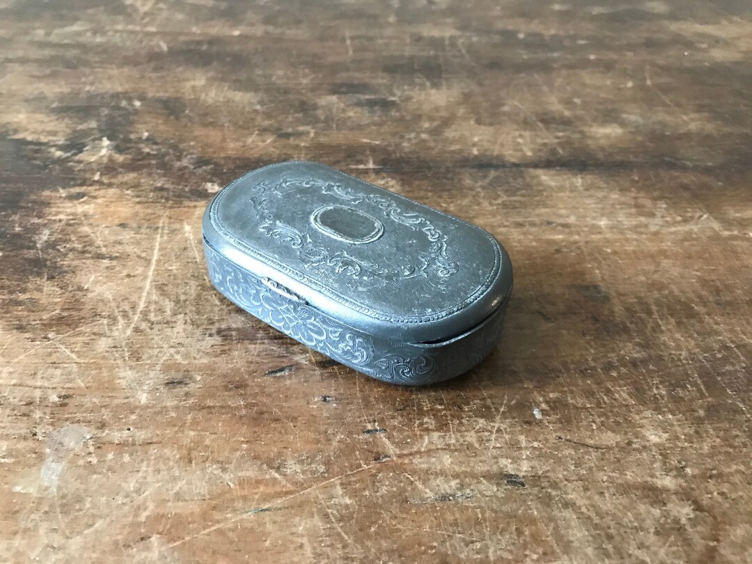 Engraved Pewter Snuff Box, English or Continental, Early to Mid 19th ...