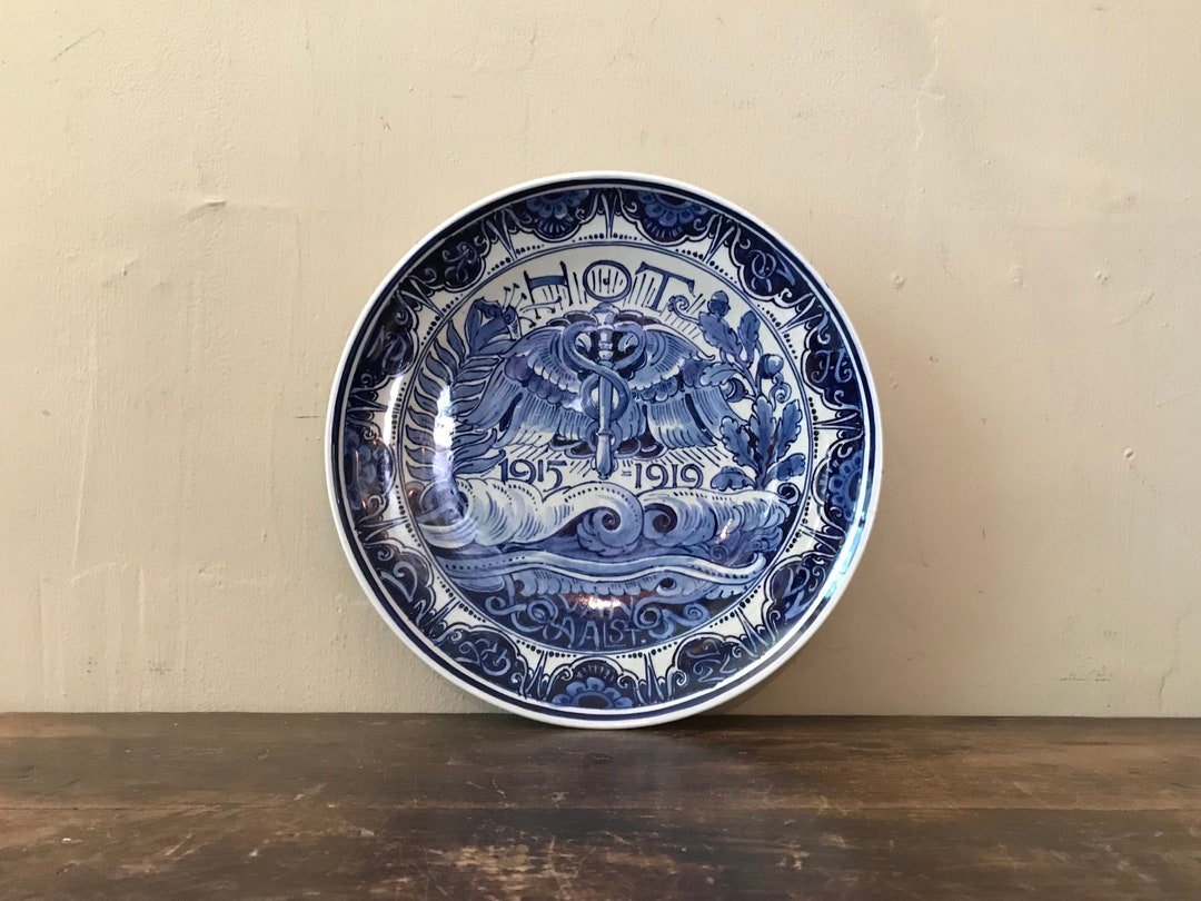 Blue and White Delft Plate, Netherlands Overseas Trust Company, De ...