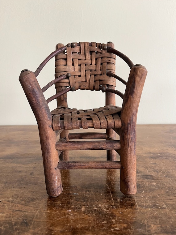 Old Hickory Chair Miniature or Salesman s Sample Bentwood and Splint Construction in Old Natural Surface American Early 20th Century Etsy UK