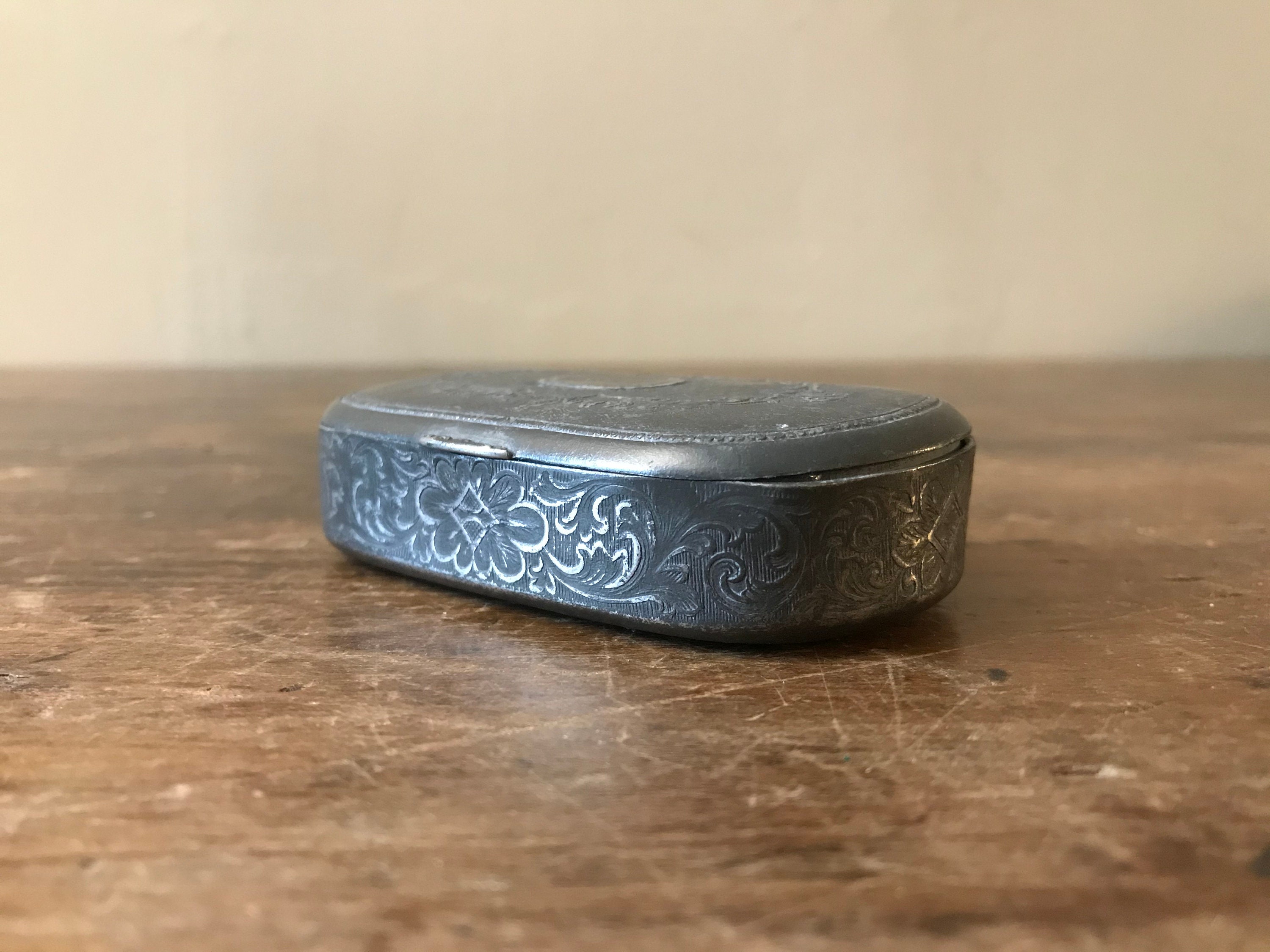 Engraved Pewter Snuff Box English or Continental Early to | Etsy
