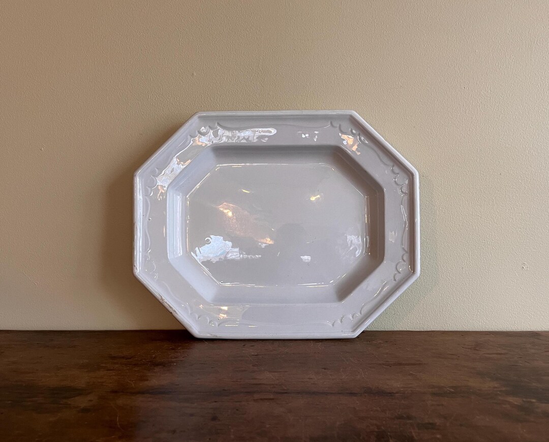 Octagonal White Ironstone Platter, English C. 1852 - Etsy