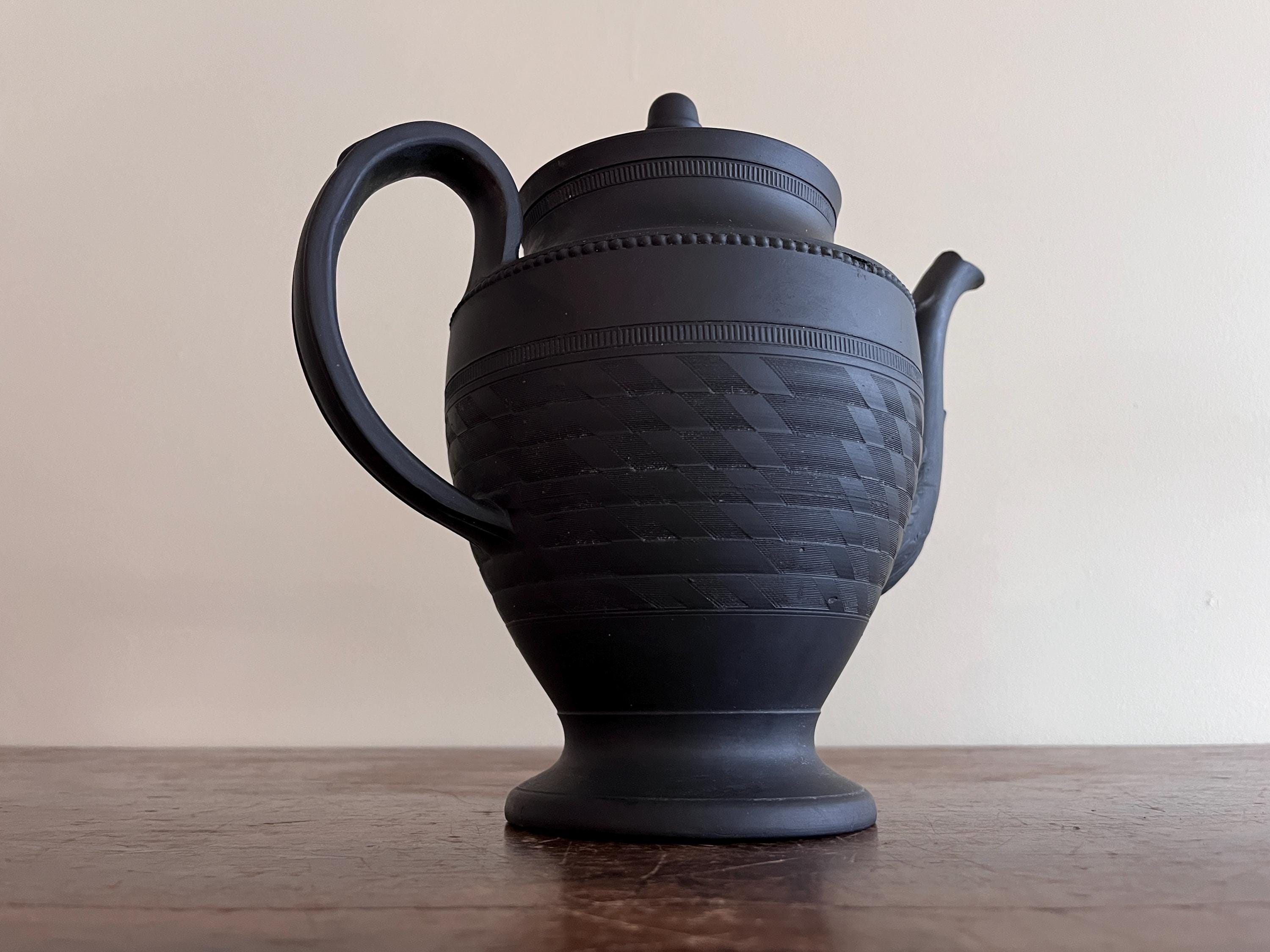 Engine Turned Black Basalt Teapot With Acorn Finial, English, Late 18th ...