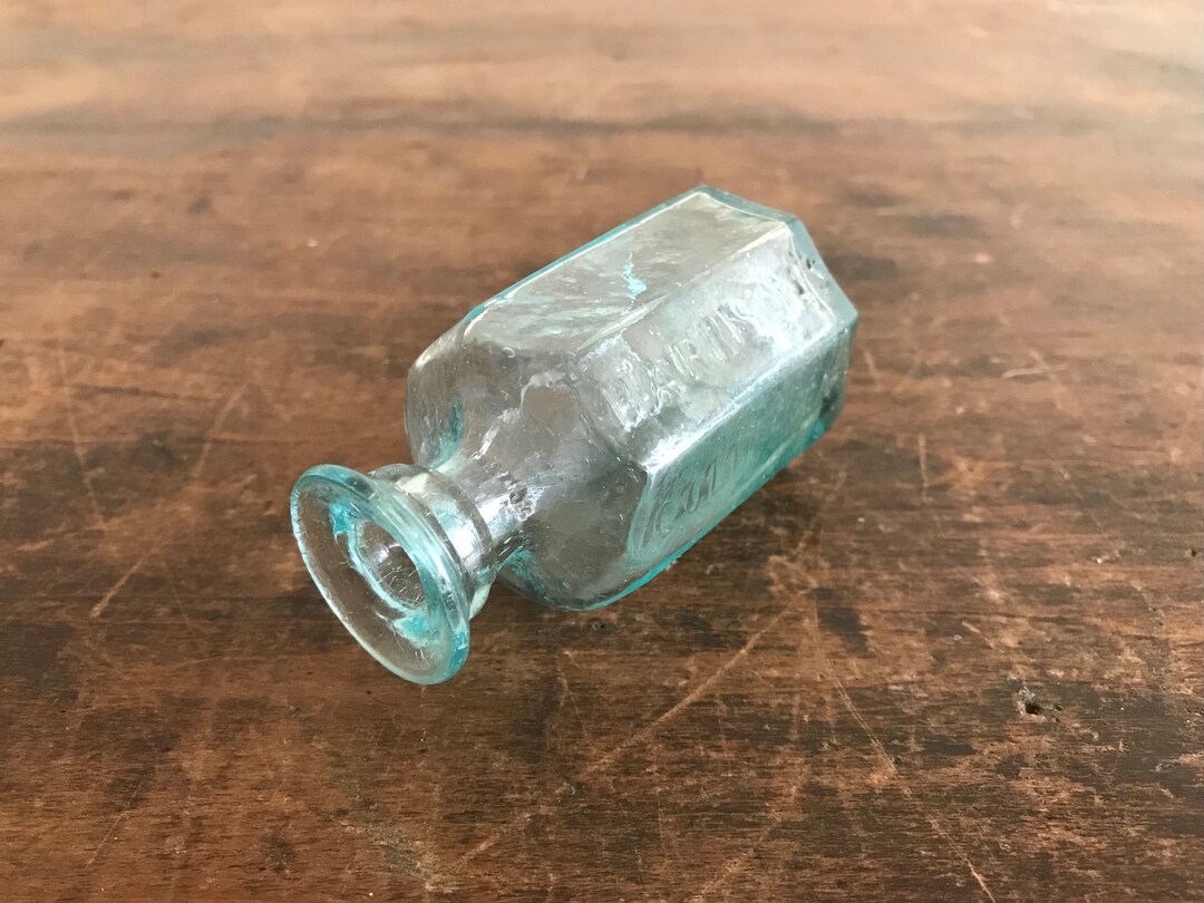Harrison's Columbian Ink Bottle, Light Aqua, Eight Sided With Applied ...