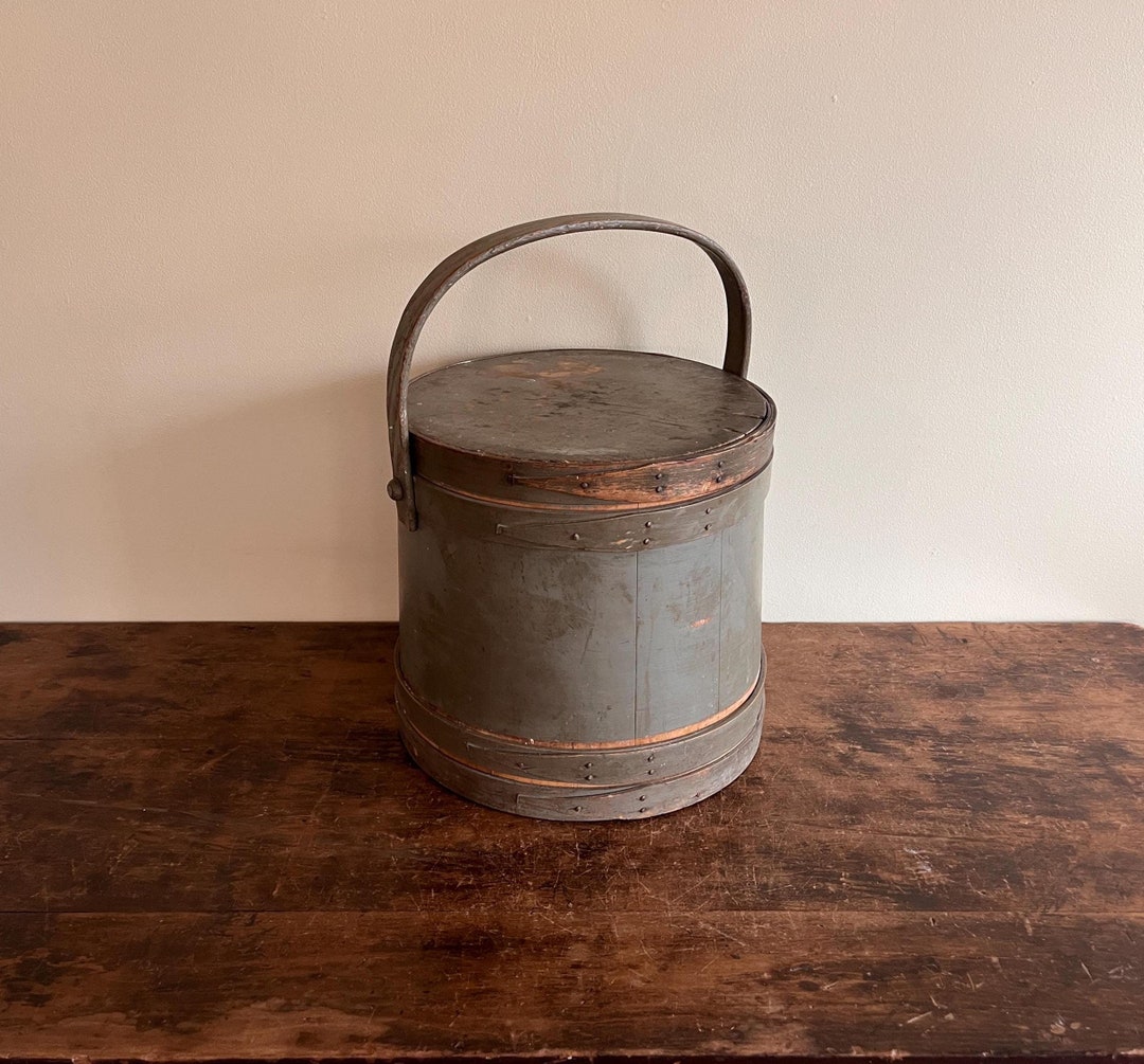 Large Firkin, Old Sage Green Paint, American, Late 19th Century - Etsy