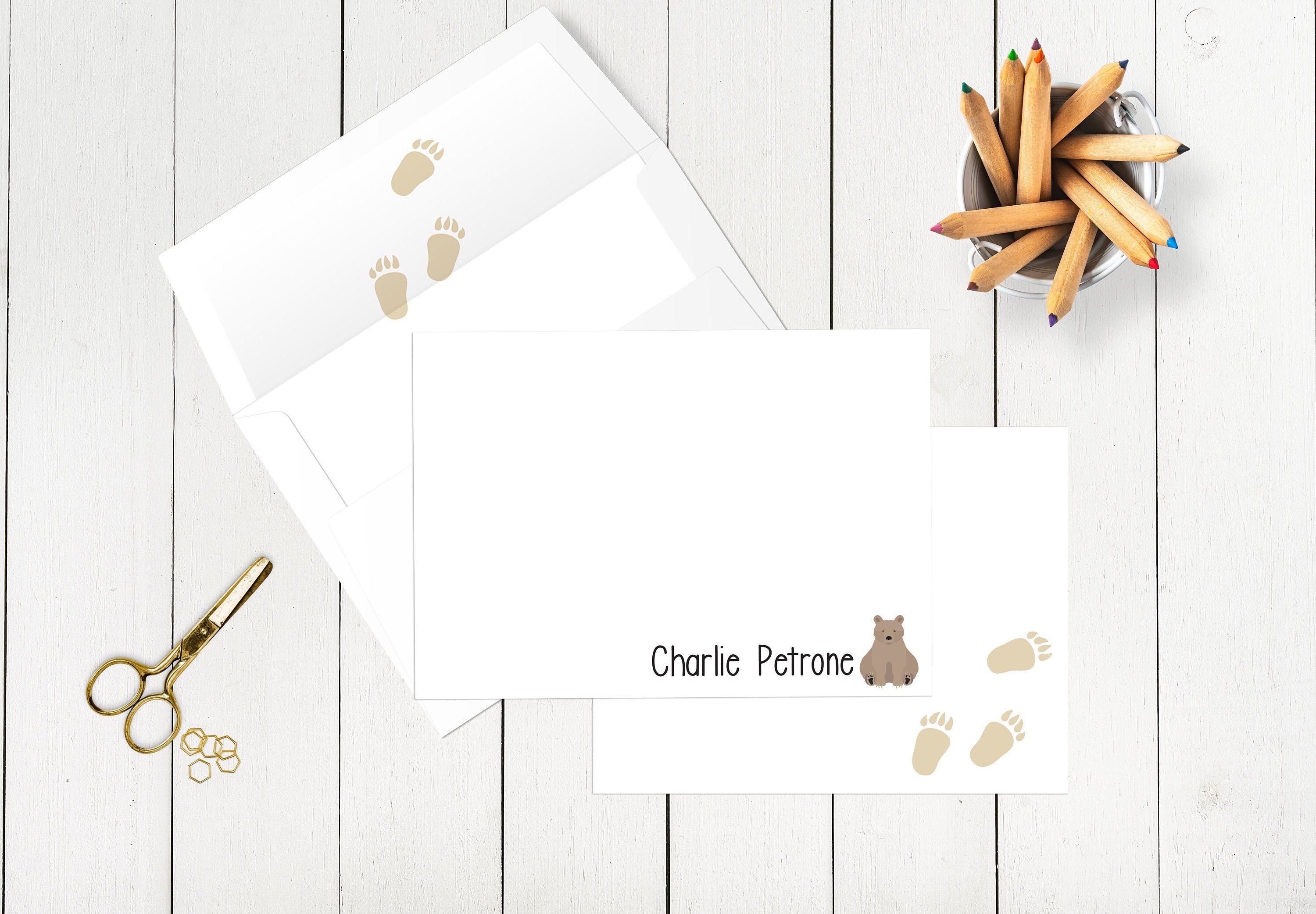 Personalized Teddy Bear Notecards, Kids Stationery Set - Etsy