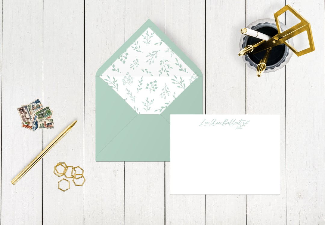 Personalized Note Cards, Custom Stationery With Lined Envelopes - Etsy