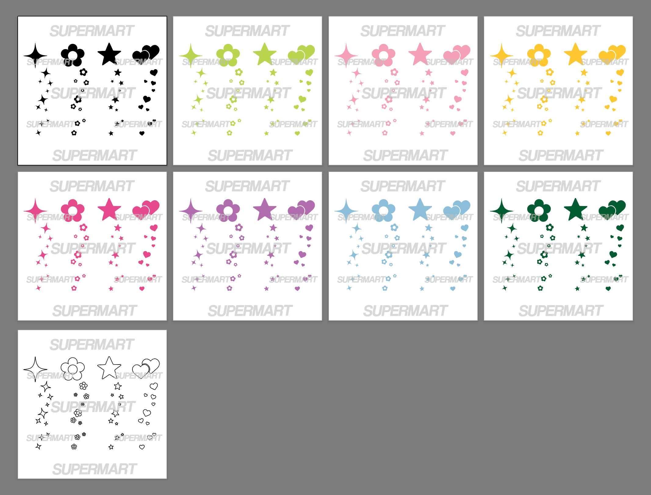 Y2K Shooting Stars, Stars, Hearts, Flowers, Daisy, SVG, Silhouette ...
