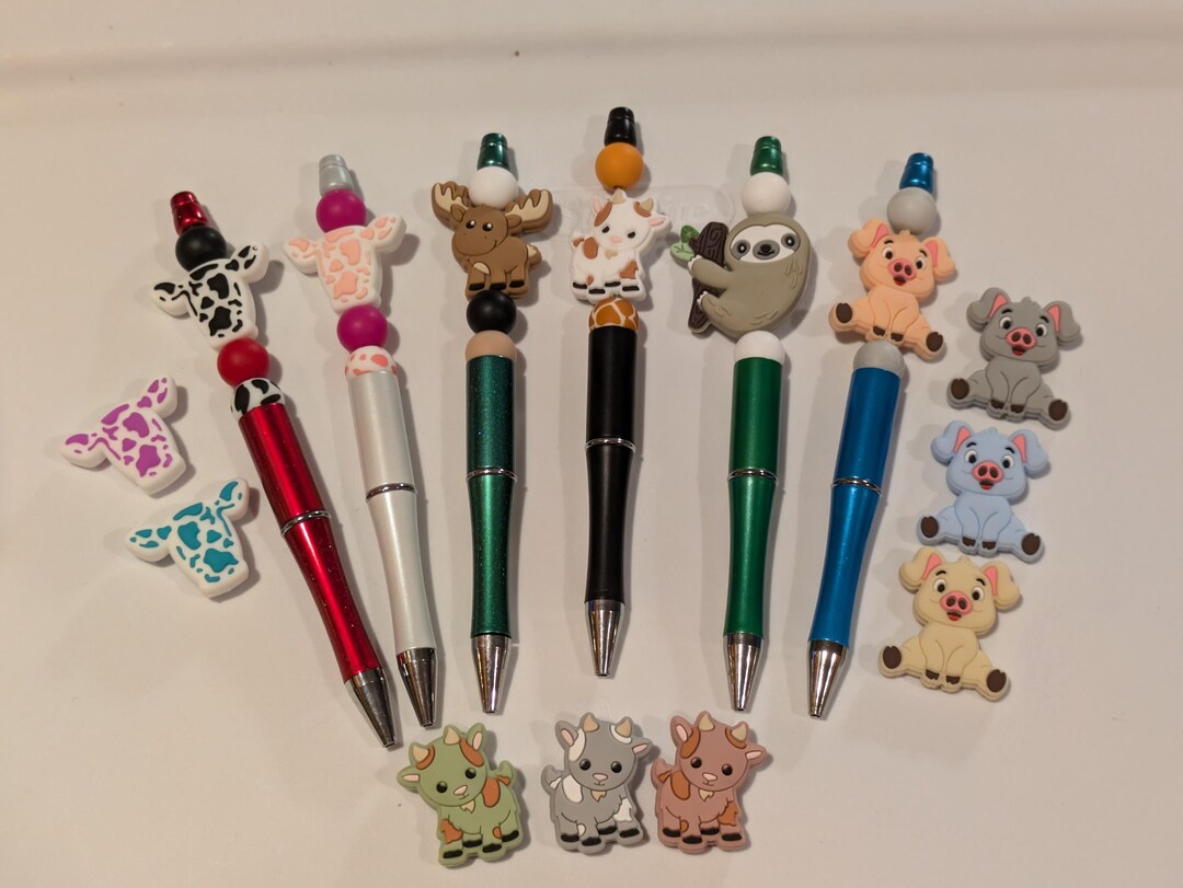 Bead Pens - Animals (cow, Moose, Goat, Sloth, Pig) - Etsy