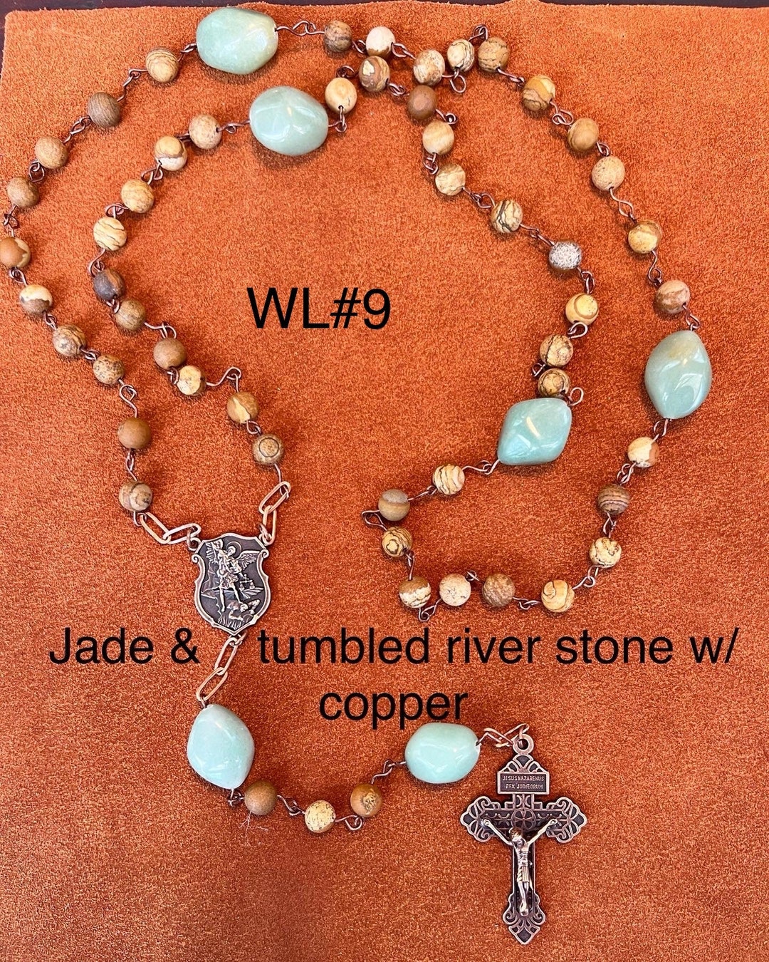 Tumbled River Stone & Jade Rosary - Etsy