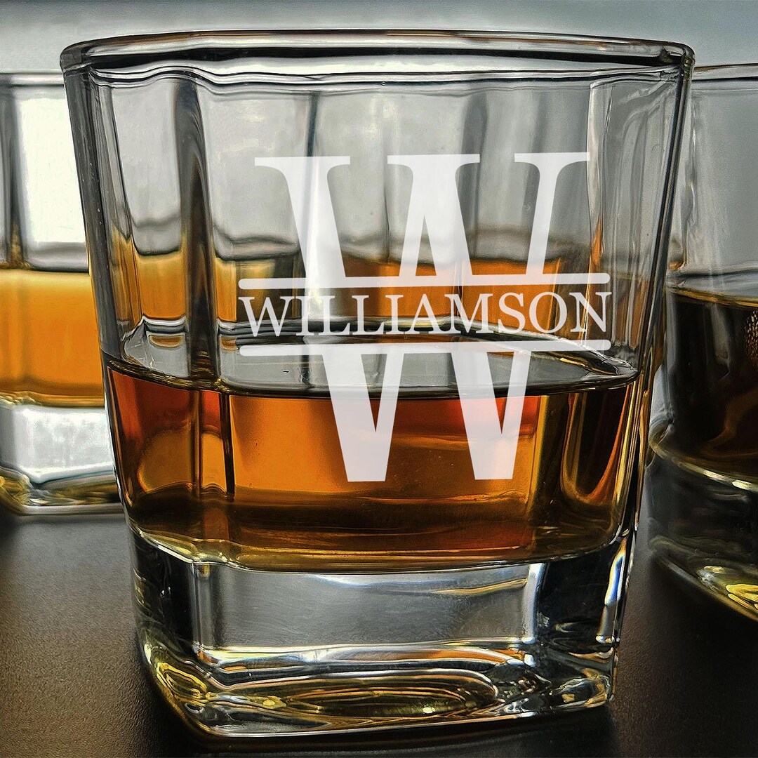 Set of 4 Personalized Whiskey Rocks Glasses Squared 8 Ounce, Groomsmen ...