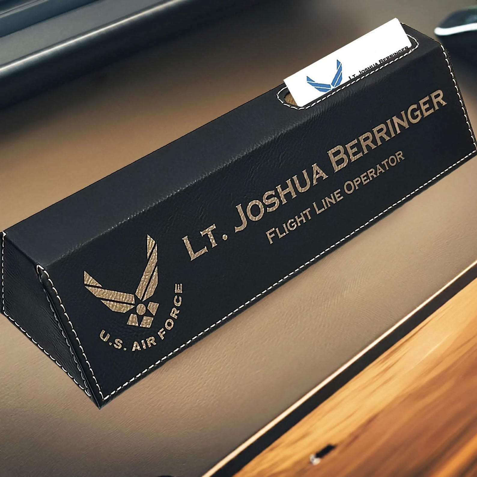 Personalized Leatherette Desk Name Bar in Choice of Color Desk Wedge ...