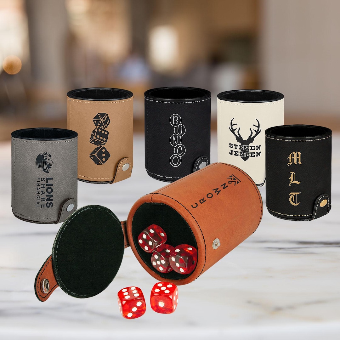 Personalized Game Dice Cup With Dice Set in Choice of Color Yahtzee ...