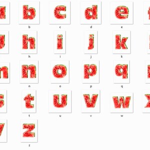 Watermelon Font Alphabet Numbers Clip Art | Etsy