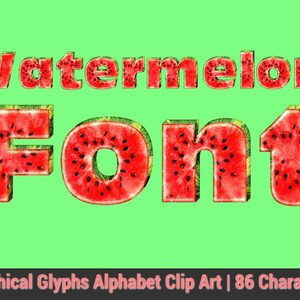 Watermelon Font - Alphabet Numbers Clip Art - Etsy