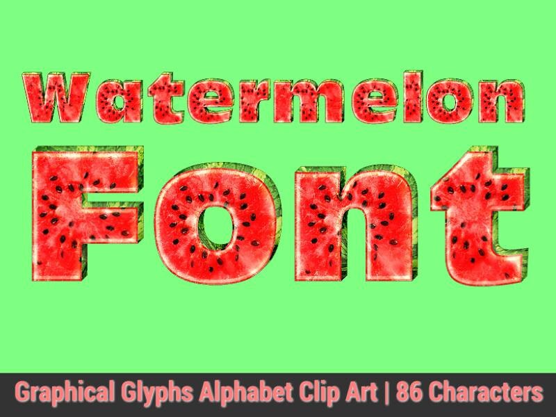 Watermelon Font - Alphabet Numbers Clip Art - Etsy