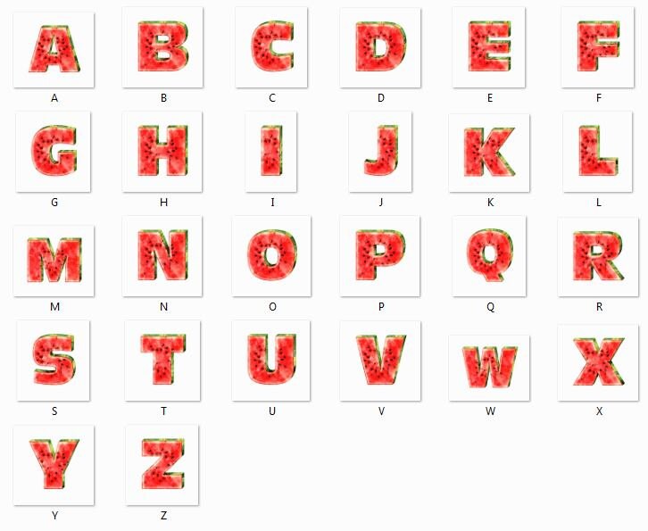 Watermelon Font - Alphabet Numbers Clip Art - Etsy